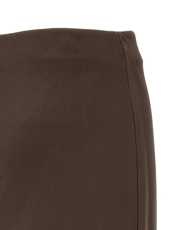 Brunello Cucinelli Viscose Blend Slit Skirt - Brown