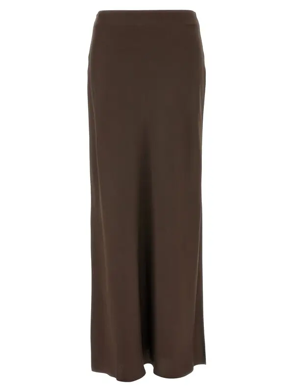 Brunello Cucinelli Viscose Blend Slit Skirt - Brown