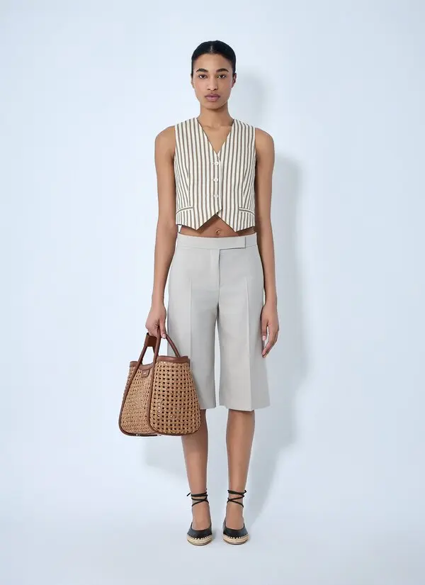 Max Mara Striped Cotton Silk Waistcoat - Cream