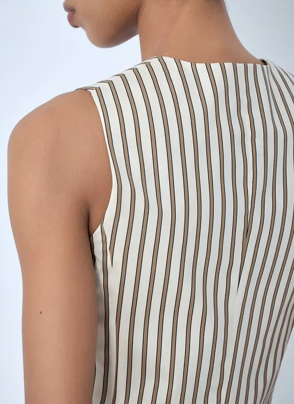 Max Mara Striped Cotton Silk Waistcoat - Cream