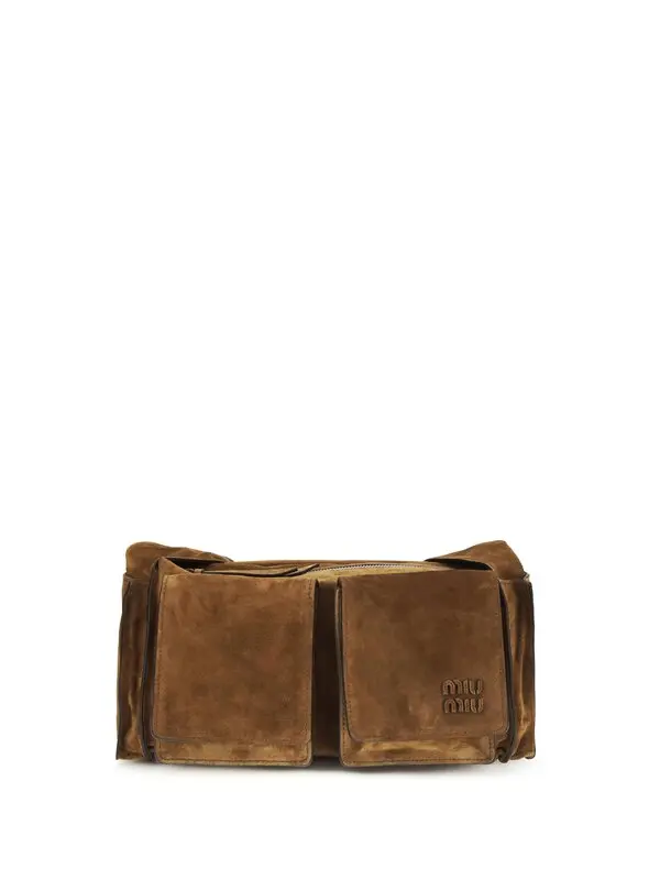 Miu Miu Suede Utilitaire Shoulder Bag - Brown