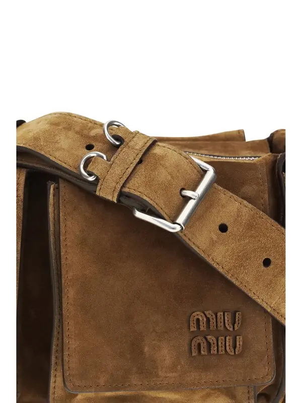 Miu Miu Suede Utilitaire Shoulder Bag - Brown