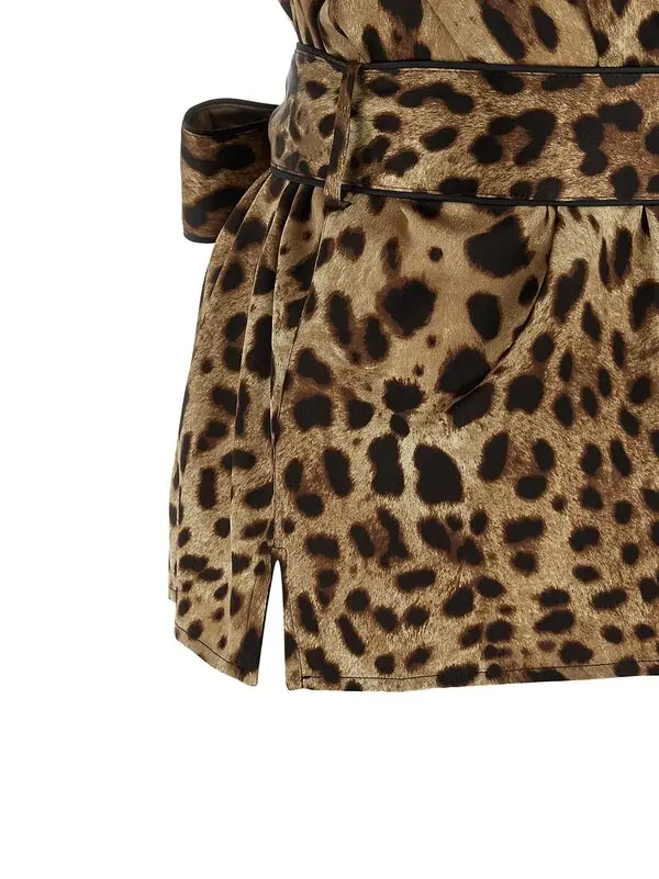 Dolce & Gabbana Leopard Print Silk Shirt With Belt