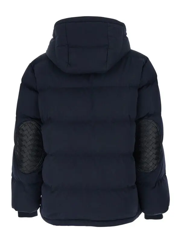 Bottega Veneta Down Jacket With Intreccio Motif Leather Patches - Multicolor