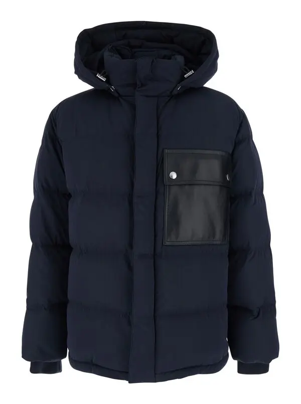 Bottega Veneta Down Jacket With Intreccio Motif Leather Patches - Multicolor