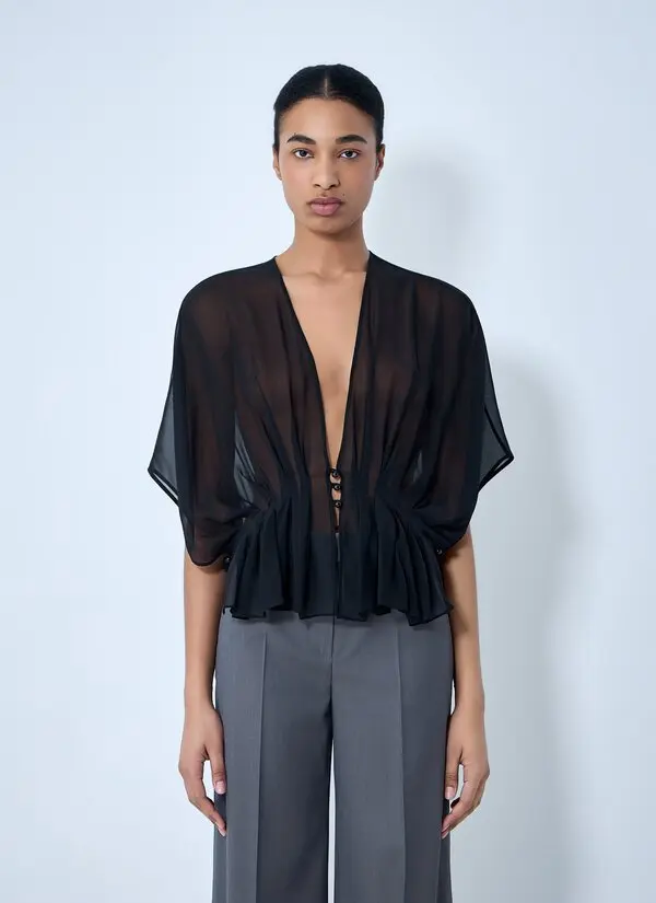 Max Mara Sheer Silk Blouse - Black