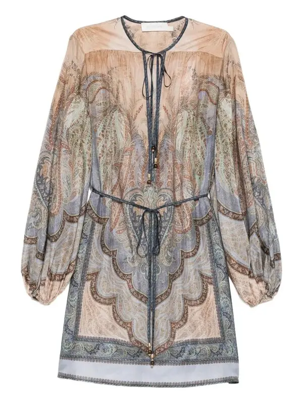 Zimmermann Wanderlust Tie-neck Tunic Dress - Blue