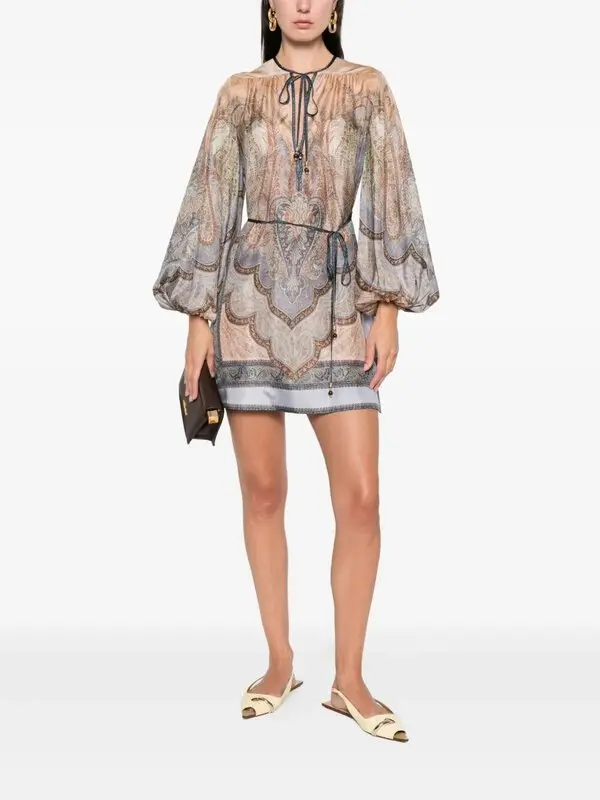 Zimmermann Wanderlust Tie-neck Tunic Dress - Blue