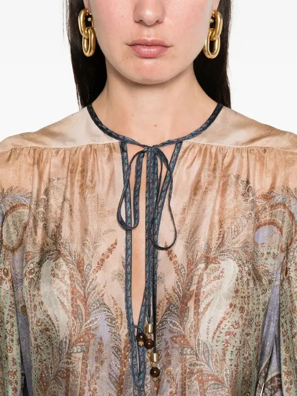 Zimmermann Wanderlust Tie-neck Tunic Dress - Blue