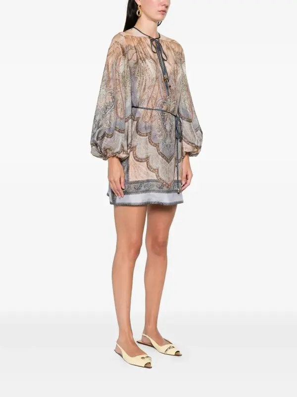 Zimmermann Wanderlust Tie-neck Tunic Dress - Blue