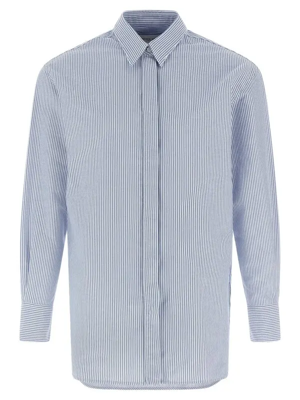 GOLDEN GOOSE Batilda Striped Oxford Cotton Shirt - Blue