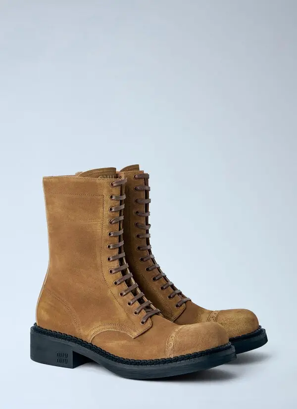 Miu Miu Suede Lace-up Boots