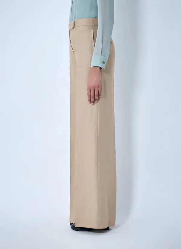 Max Mara High-waisted Wide-leg Textured Linen Trousers - Cream