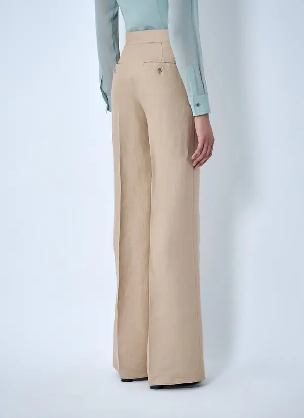 Max Mara High-waisted Wide-leg Textured Linen Trousers - Cream