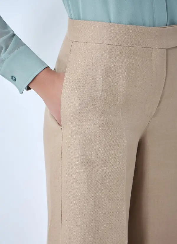 Max Mara High-waisted Wide-leg Textured Linen Trousers - Cream