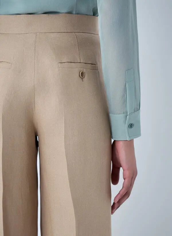 Max Mara High-waisted Wide-leg Textured Linen Trousers - Cream