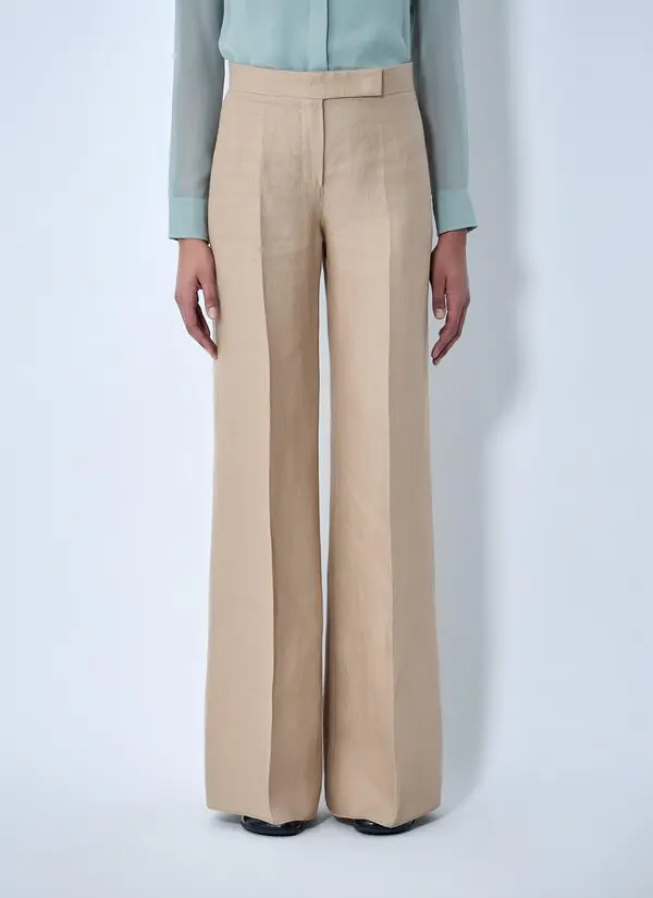 Max Mara High-waisted Wide-leg Textured Linen Trousers - Cream