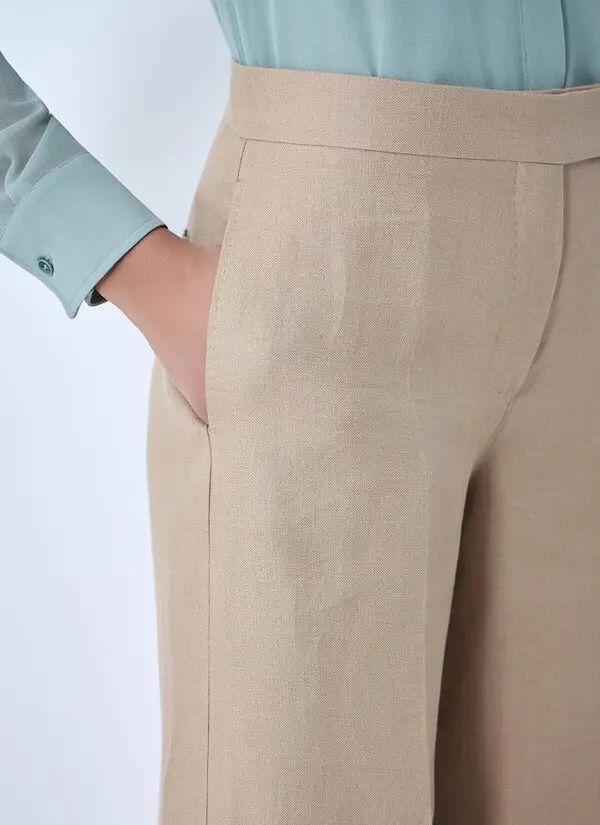Max Mara High-waisted Wide-leg Textured Linen Trousers