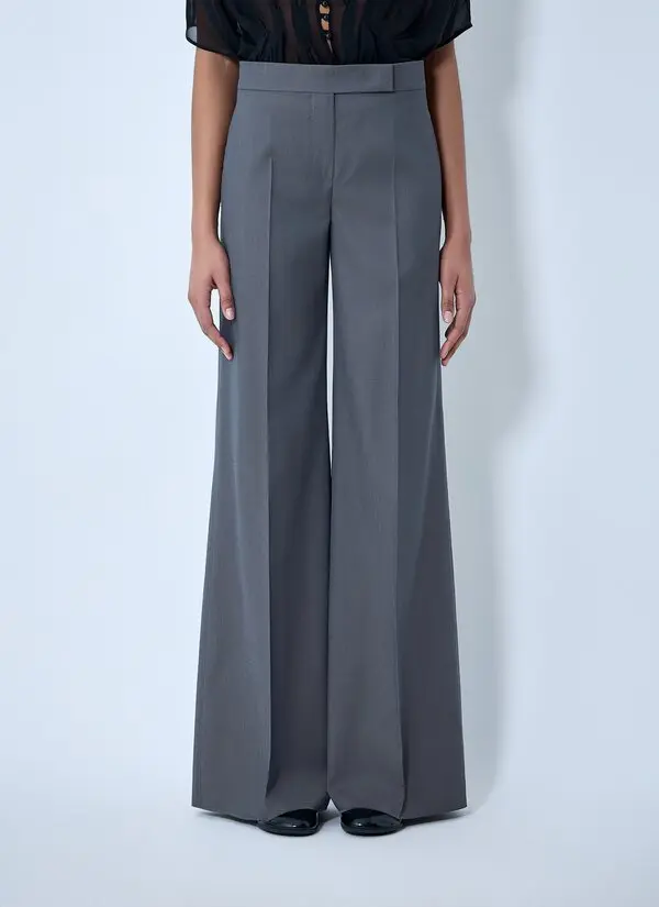 Max Mara High-rise Wide-leg Tailored Trousers - Gray