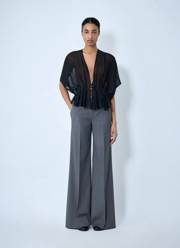 Max Mara High-rise Wide-leg Tailored Trousers - Gray