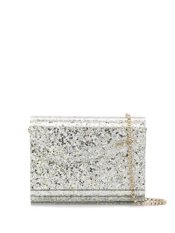 JIMMY CHOO Glitter Acrylic Clutch Bag - Silver