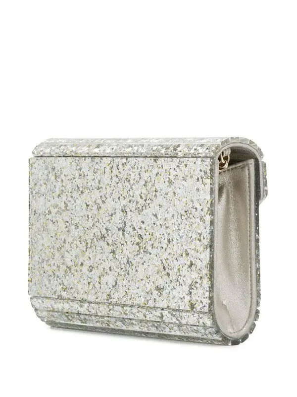 JIMMY CHOO Glitter Acrylic Clutch Bag - Silver