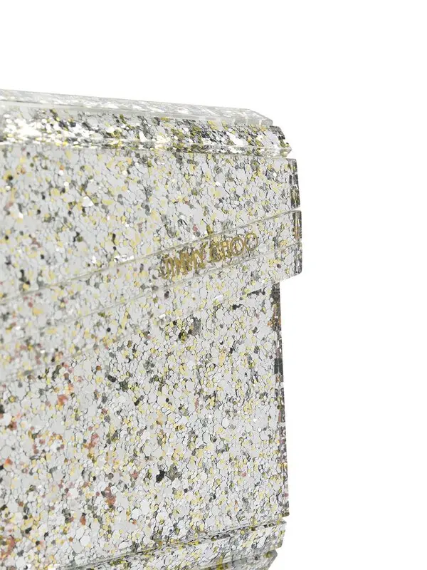 JIMMY CHOO Glitter Acrylic Clutch Bag - Silver