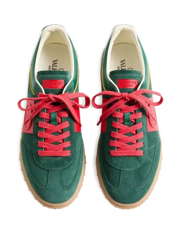 Valentino Garavani Upvillage Split And Nappa Leather Sneakers - Green