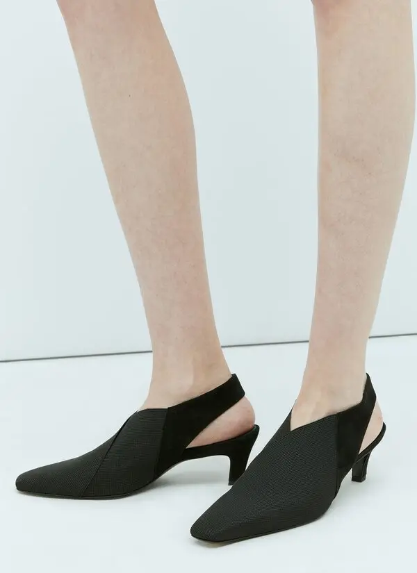 TOTEME Mid Heel Elastic Slingback Pumps - Black