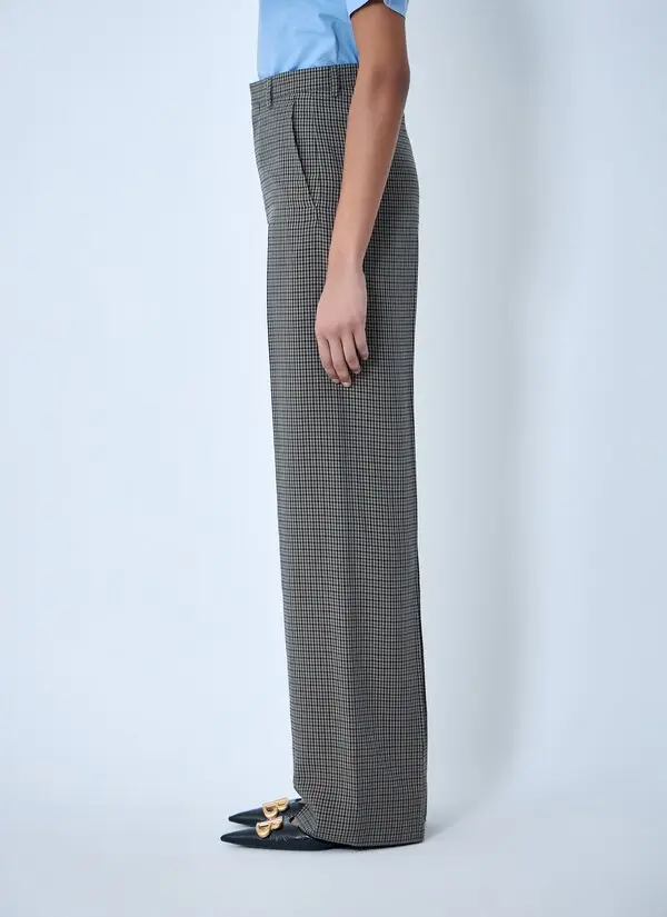 Balenciaga Houndstooth Wide-leg Tailored Trousers - Green