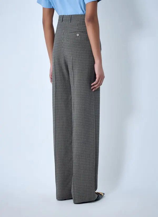 Balenciaga Houndstooth Wide-leg Tailored Trousers - Green