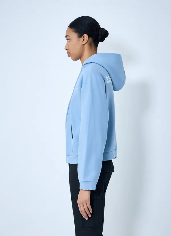 Balenciaga Zip-up Hoodie With Drawstring Hood - Blue