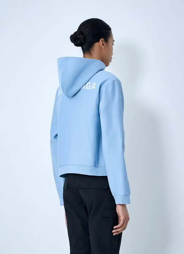 Balenciaga Zip-up Hoodie With Drawstring Hood - Blue
