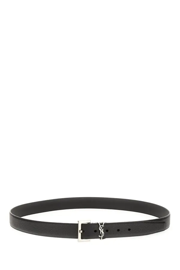 Saint Laurent Leather Belt With Monogram - Multicolor