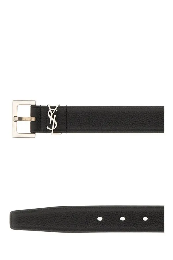 Saint Laurent Leather Belt With Monogram - Multicolor