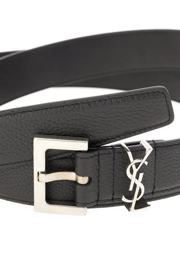 Saint Laurent Leather Belt With Monogram - Multicolor