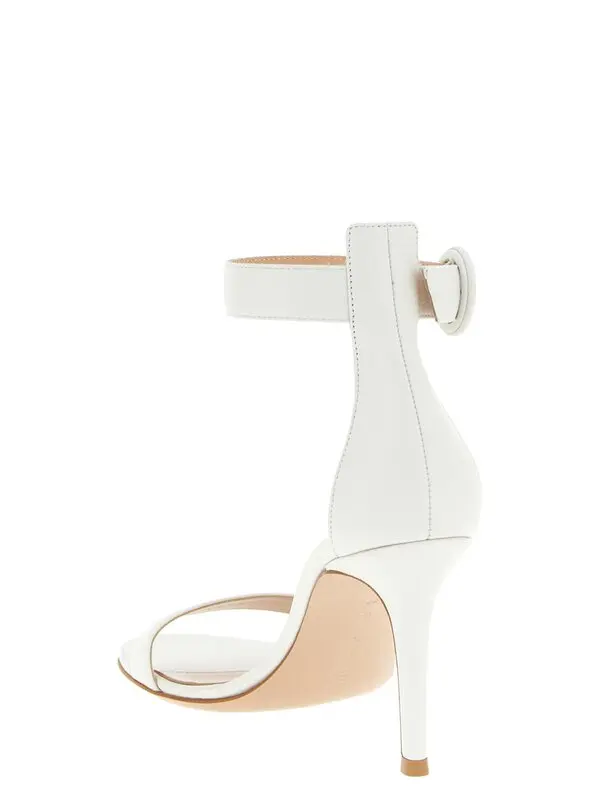 GIANVITO ROSSI Portofino' Nappa Leather Heeled Sandals - White