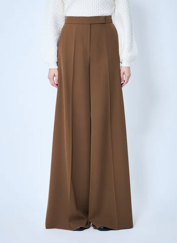 Max Mara Gabardine Wool Wide-leg Pants - Brown