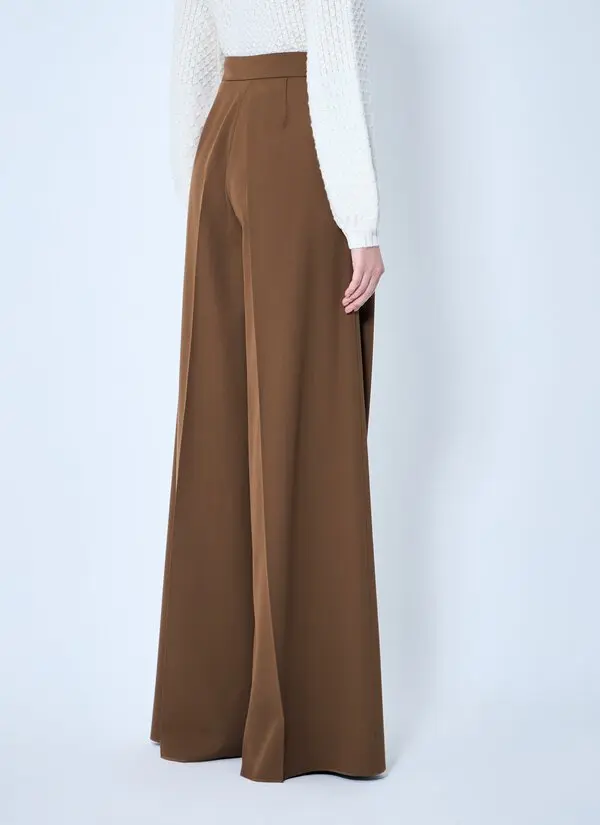 Max Mara Gabardine Wool Wide-leg Pants - Brown