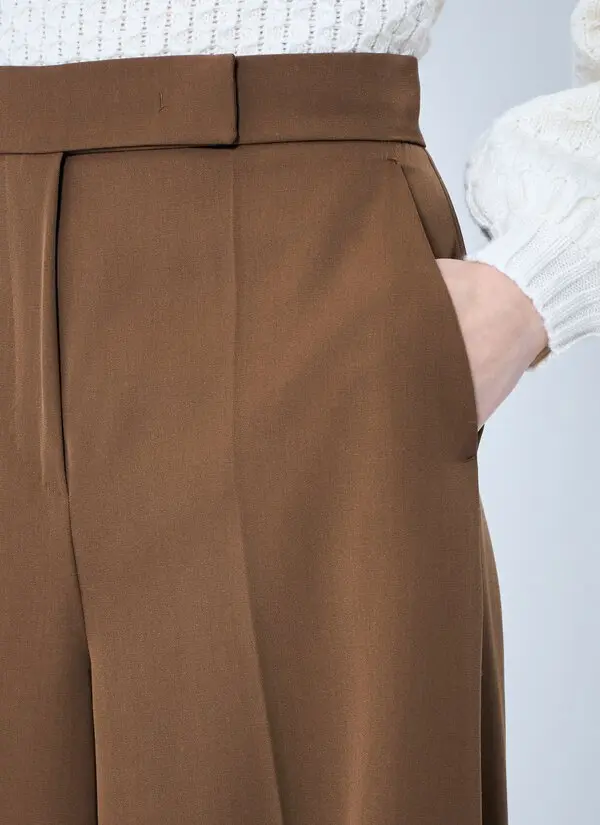 Max Mara Gabardine Wool Wide-leg Pants - Brown