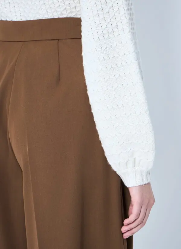 Max Mara Gabardine Wool Wide-leg Pants - Brown