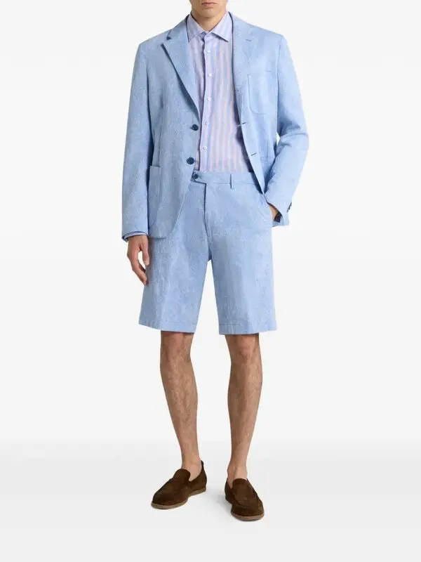Etro Single-breasted Striped Cotton Jacket With Paisley Motif