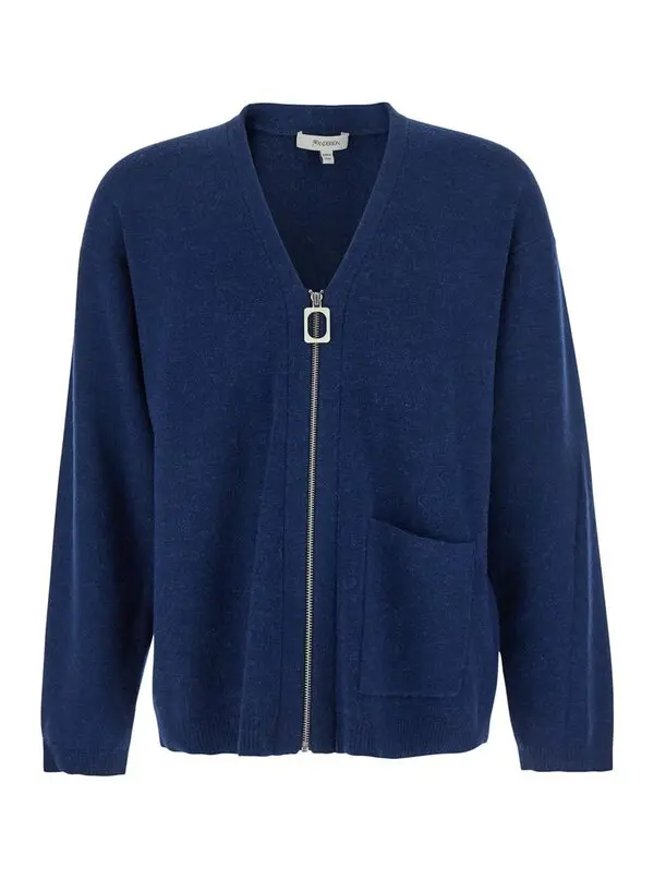 JW Anderson Wool Blend V-neck Zip-up Cardigan