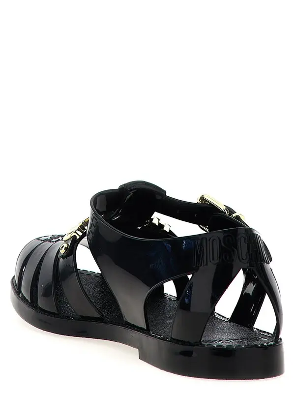 Moschino Jelly Sandals With Metal Logo