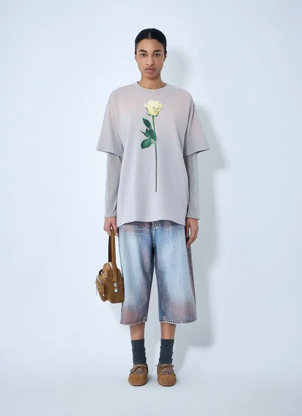Acne Studios Layered Floral Graphic T-shirt - Gray