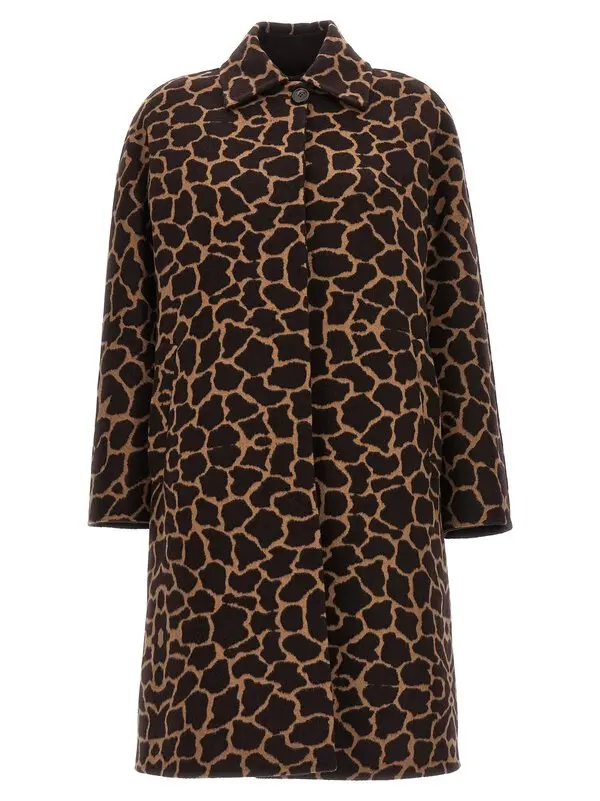 Max Mara Ortica Giraffe Jacquard Double Wool Coat