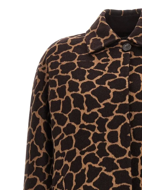 Max Mara Ortica Giraffe Jacquard Double Wool Coat