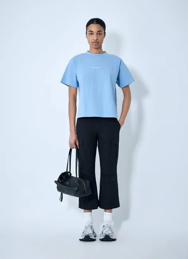 Balenciaga Medium Fit T-shirt With Logo Motif - Blue