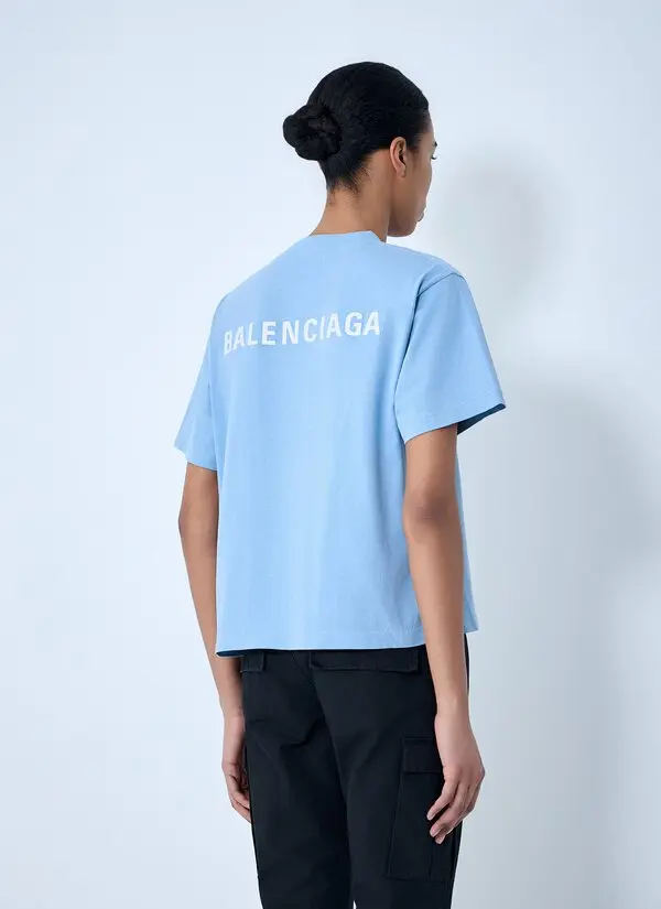 Balenciaga Medium Fit T-shirt With Logo Motif - Blue