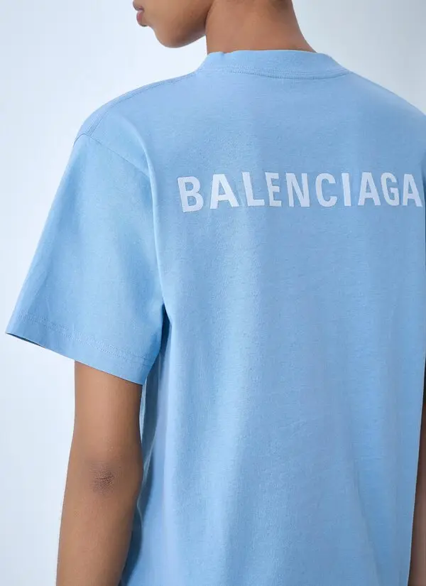 Balenciaga Medium Fit T-shirt With Logo Motif - Blue